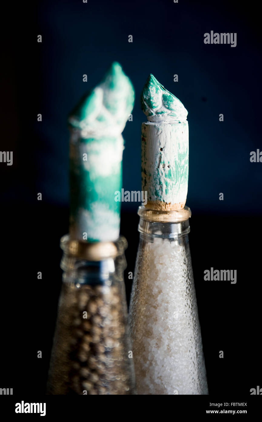 DIY salt and pepper bottles Stock Photo - Alamy