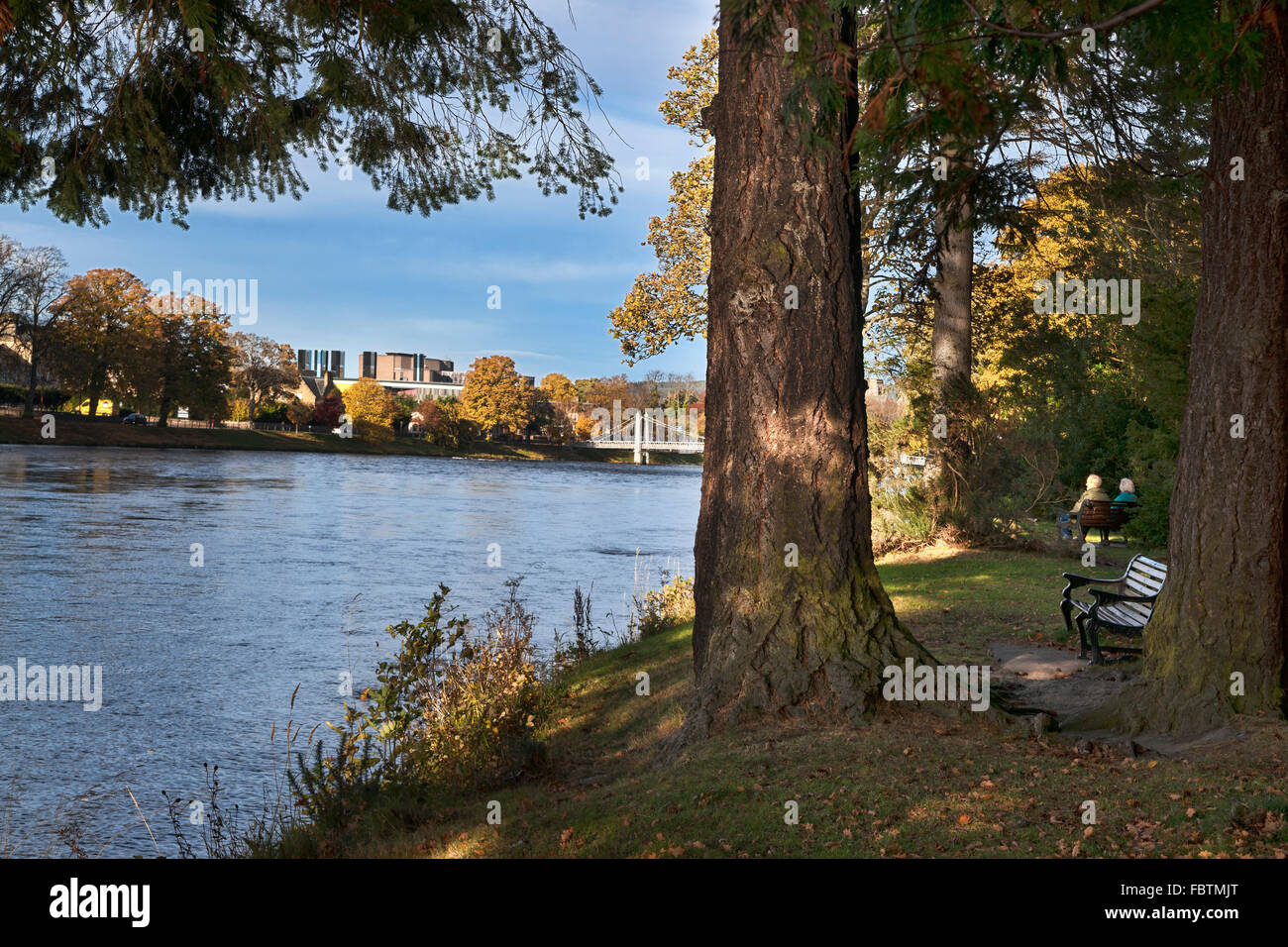 Beside River Ness, Inverness, autumn colours, Highland, Scotland, UK ...