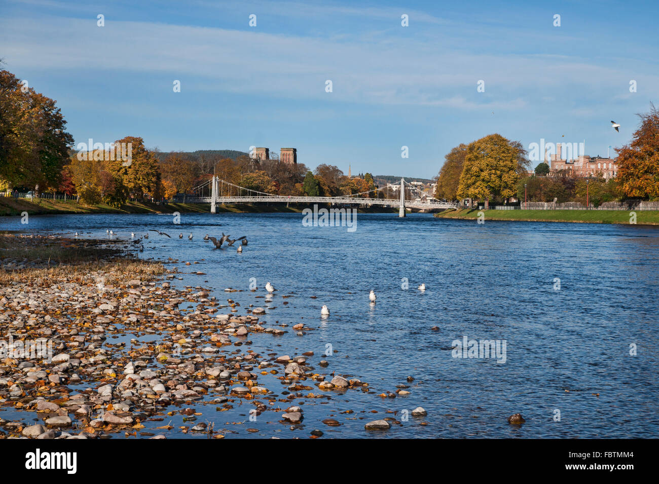 River Ness, Inverness, autumn colours, Highland, Scotland, UK Stock ...