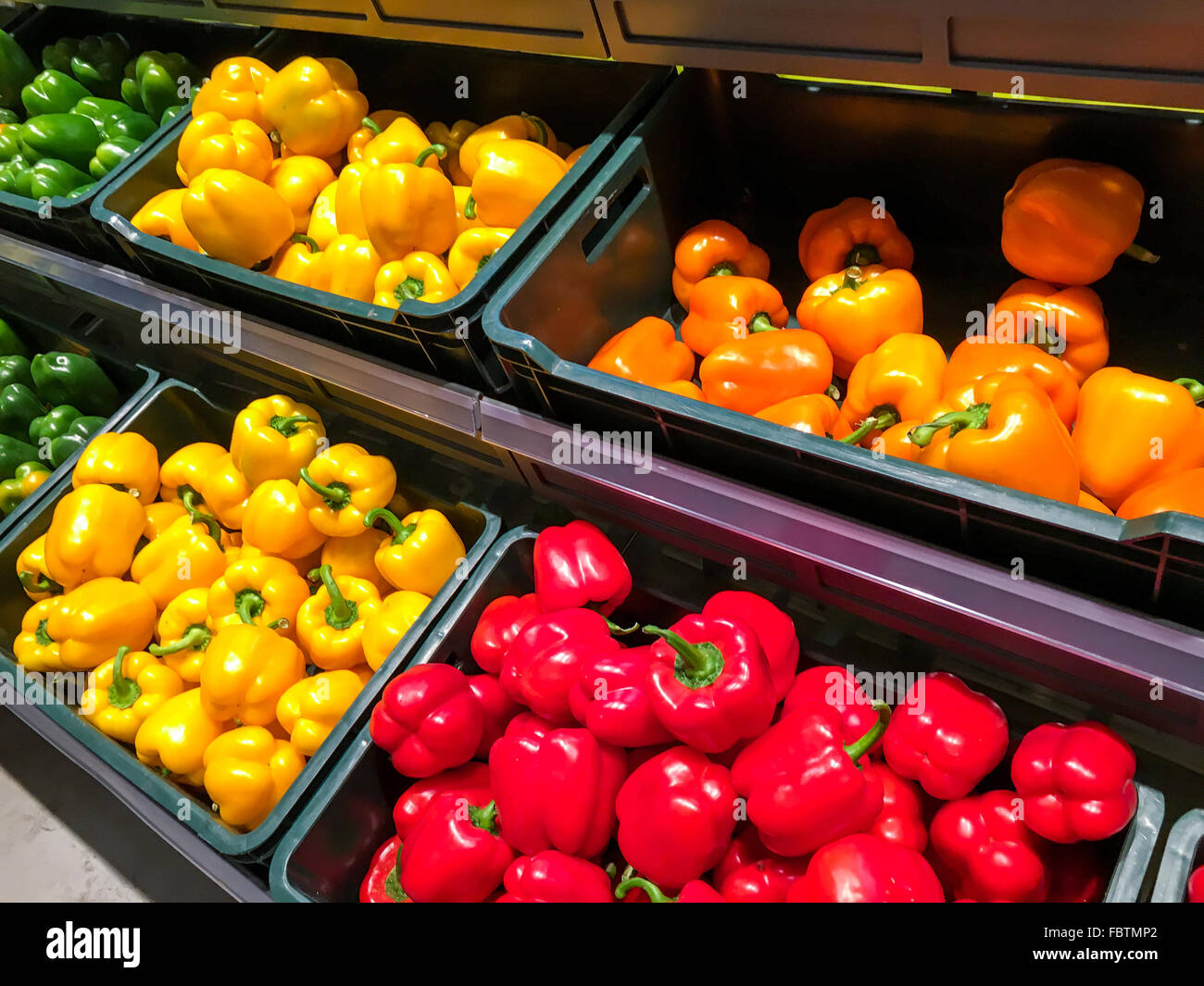 Colored Capsicum In Vegetable Market Display Stock Photo - Alamy