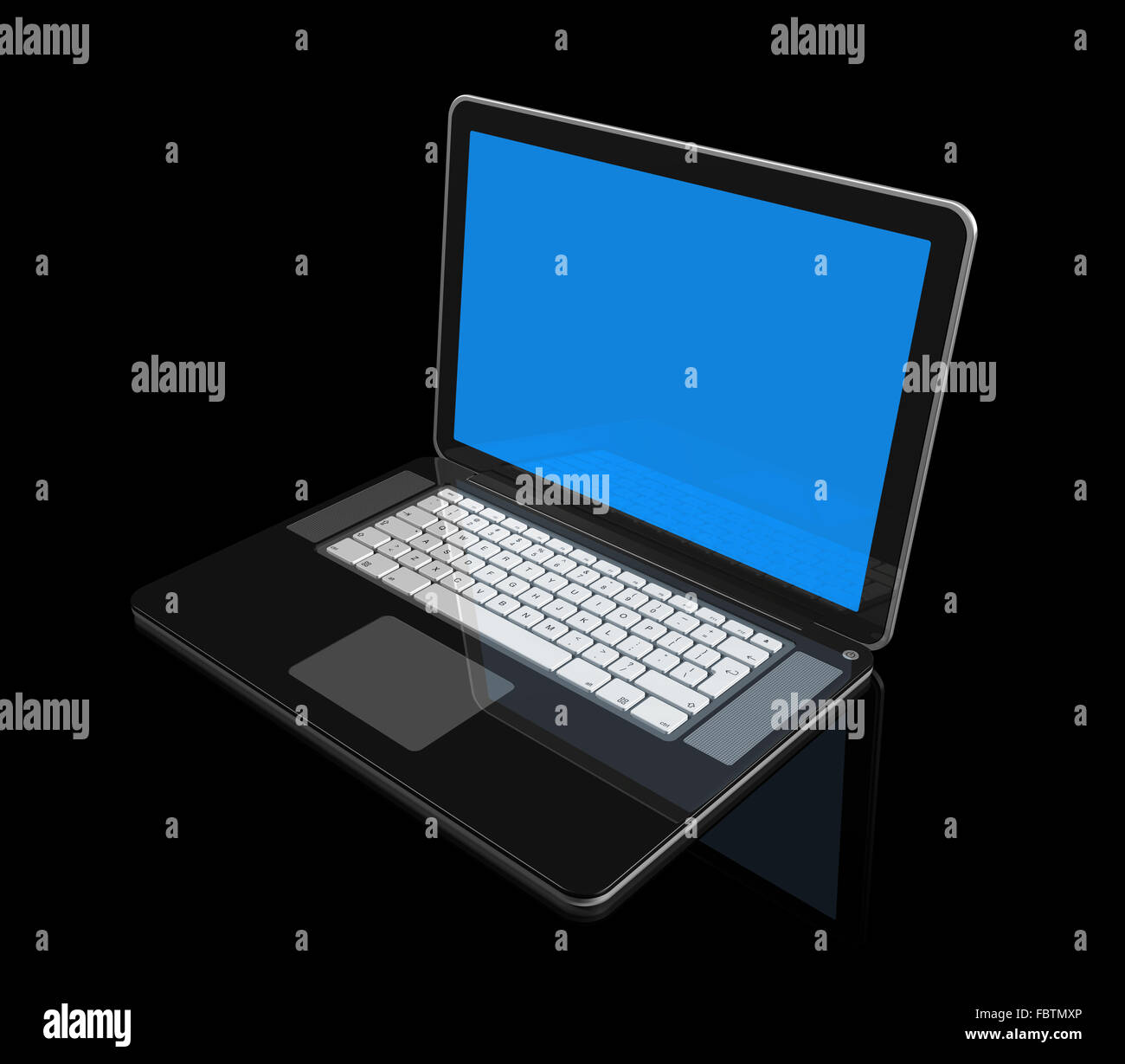 black Laptop computer isolated on black Stock Photo - Alamy
