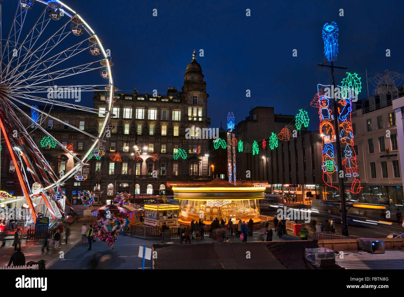 George Square Glasgow, Christmas lights and decorations, Scotland, UK ...