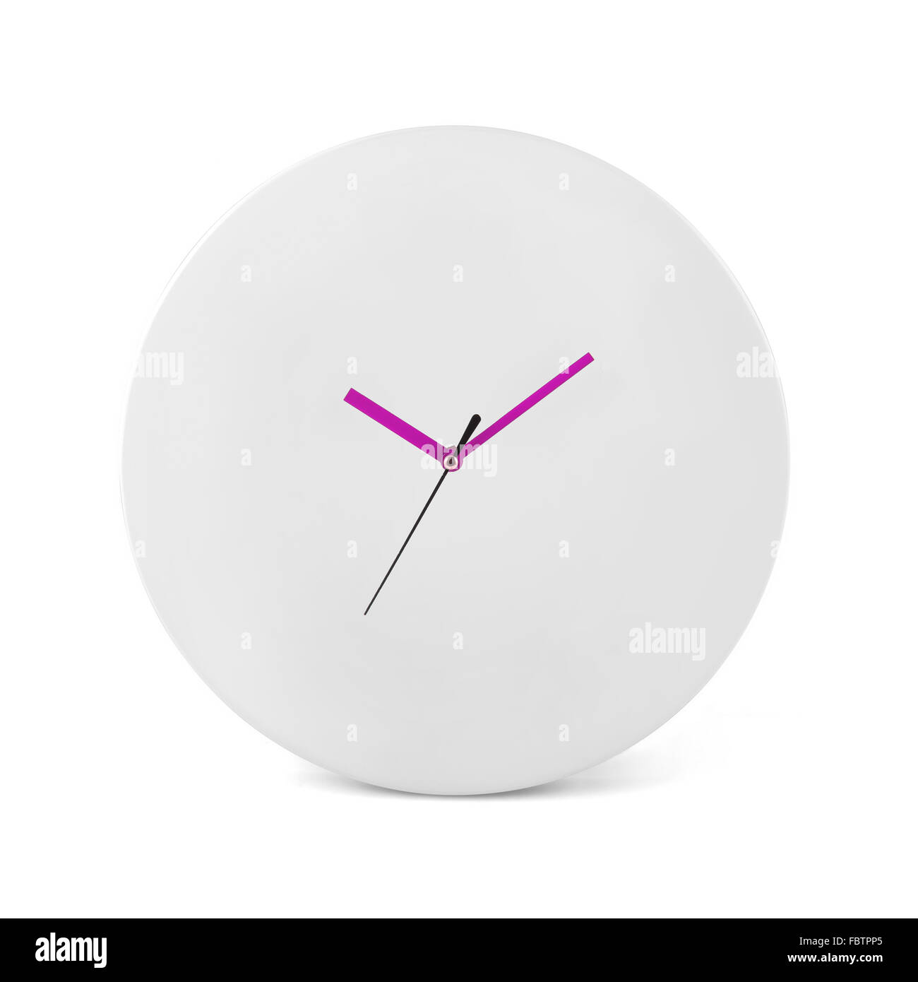 White simple round wall clock - watch isolated on white background ...