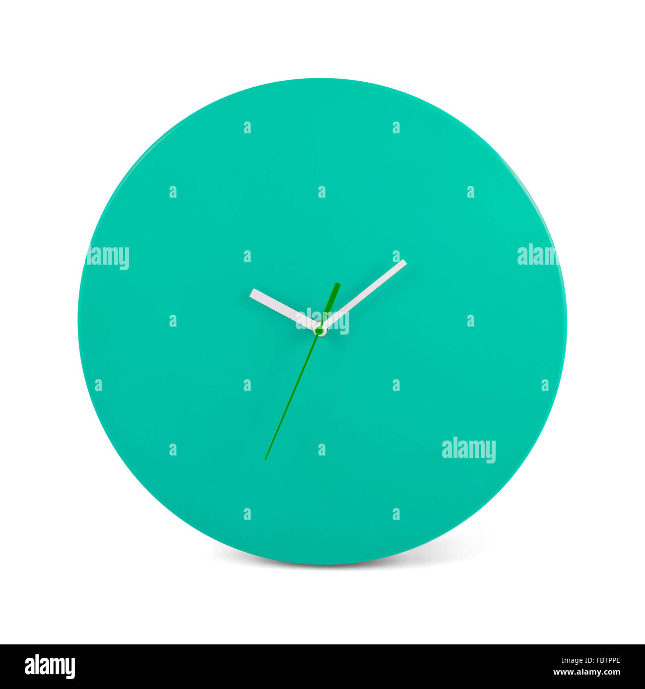 Green simple round wall clock - watch isolated on white background ...