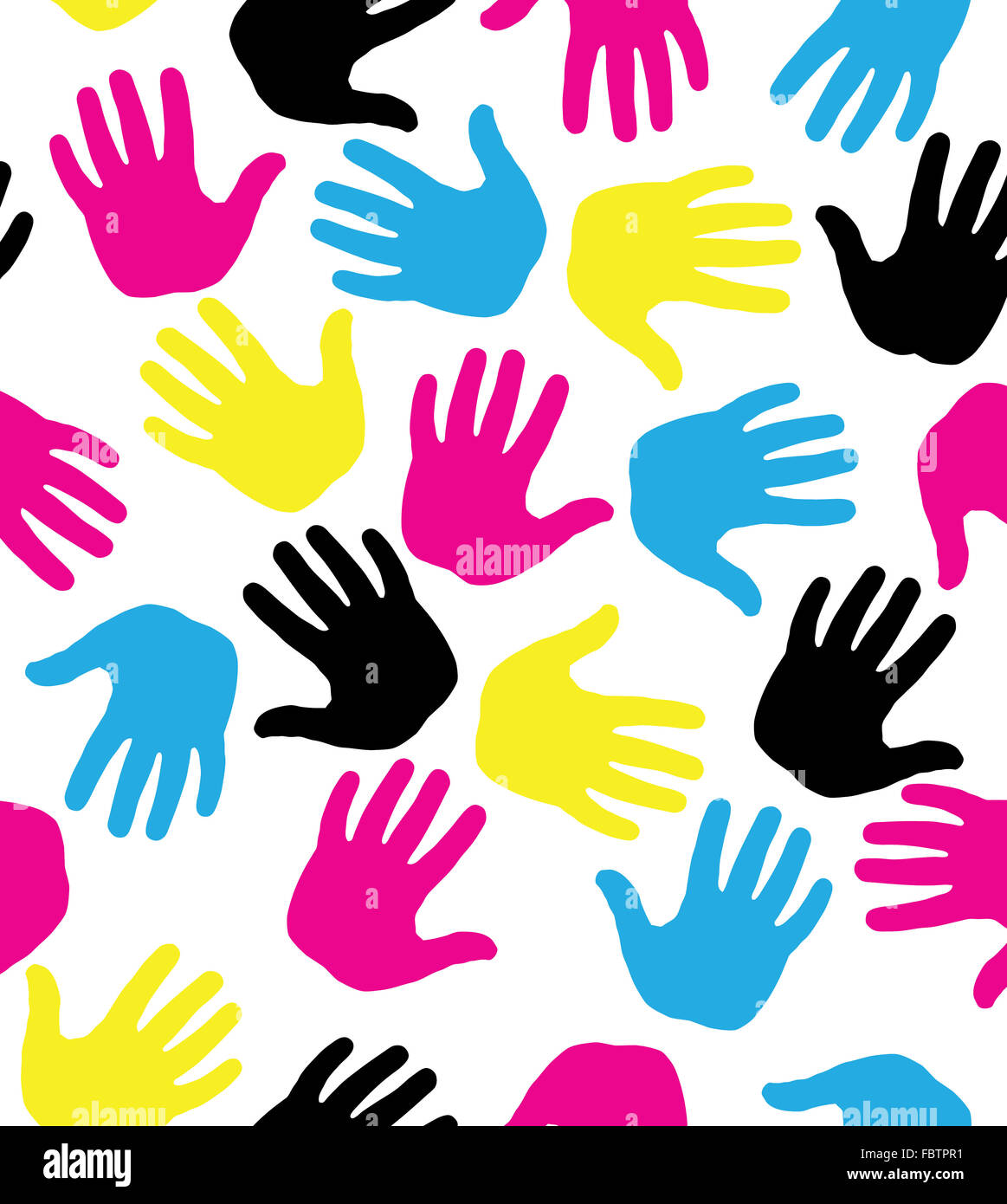 Seamless pattern with colored hand prints Stock Photo - Alamy