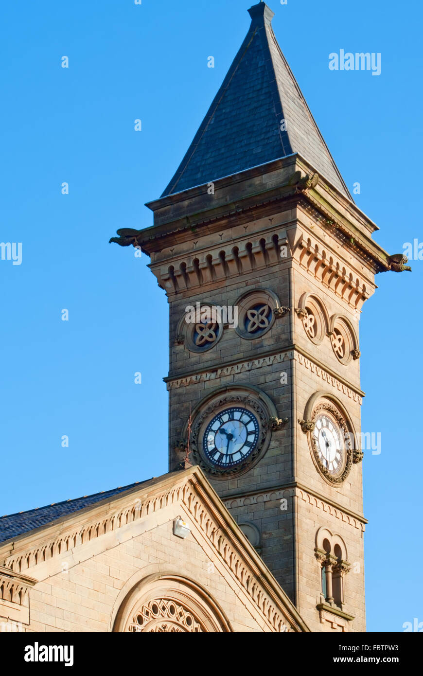 Clock tower of English church Stock Photo - Alamy