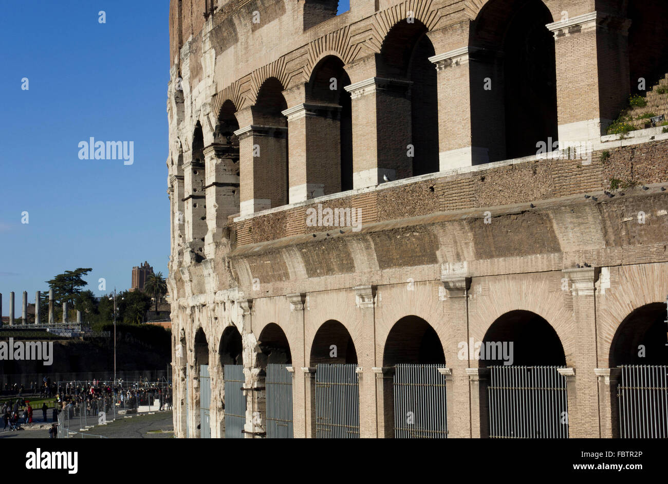 ROME, ITALY - JANUARY 1 2015: Close up detail of the external walls of ...