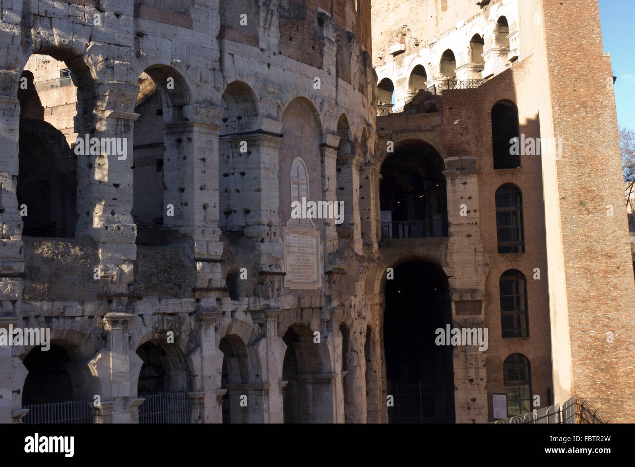 ROME, ITALY - JANUARY 1 2015: Close up of the outer and inner walls of ...