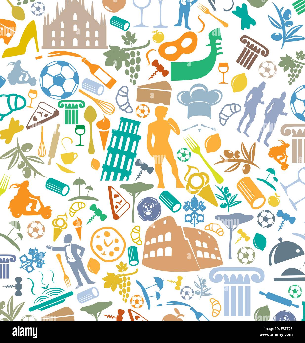 italian background with silhouette symbol set Stock Vector Image & Art ...