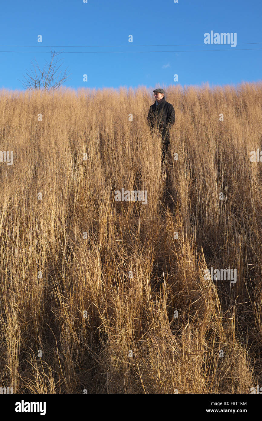 man standing in field Stock Photo - Alamy