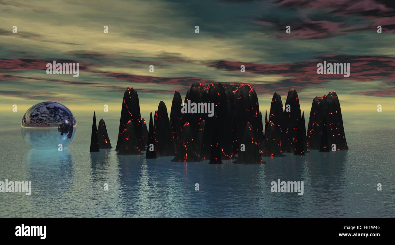 island and ball mirror Stock Photo - Alamy