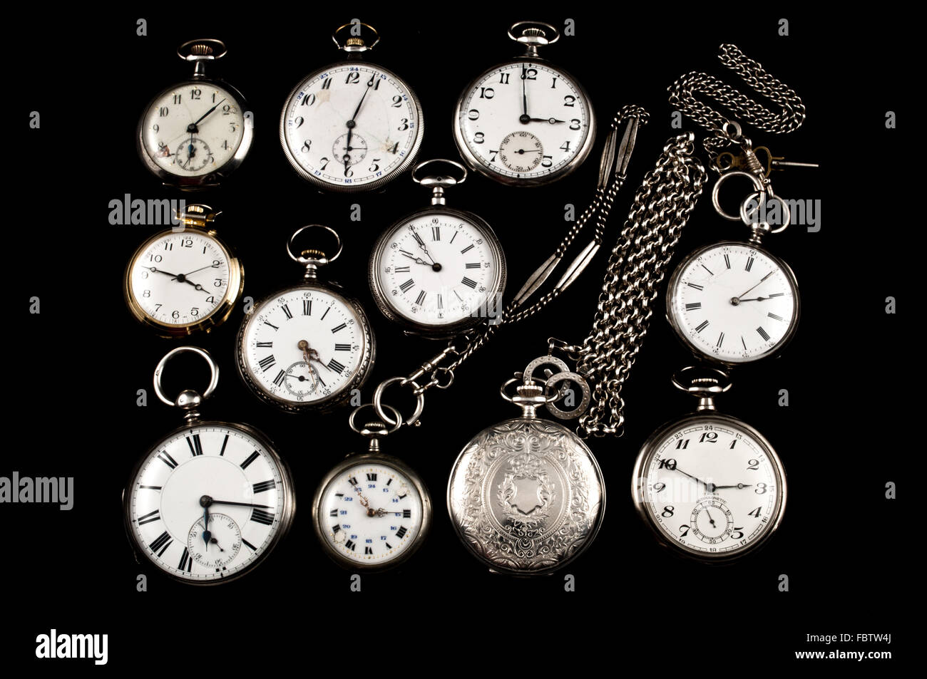 Cracked silver pocket watch Stock Photo - Alamy