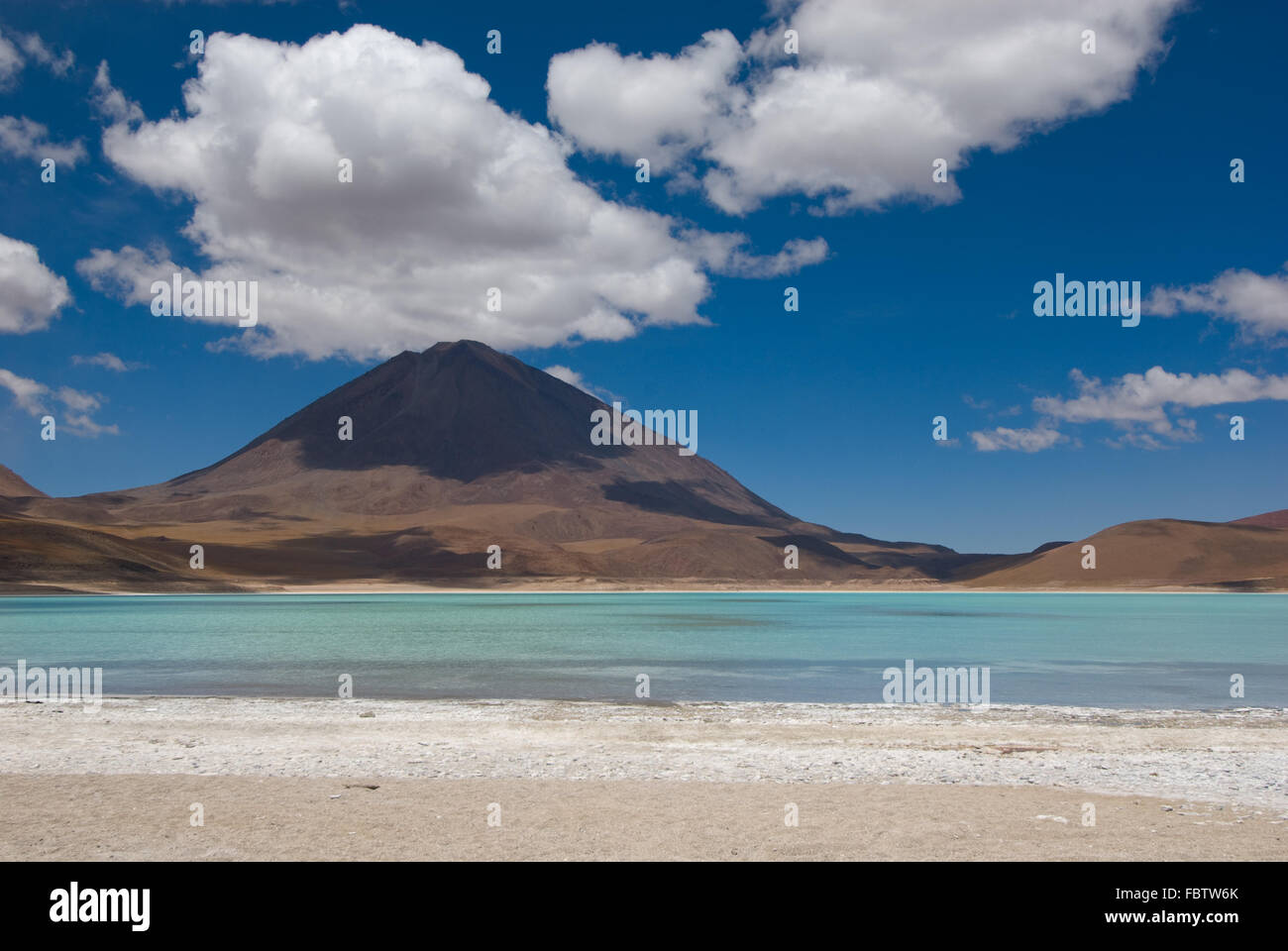 mountain, reflecting in the lake, laguna verde, bolivia Stock Photo - Alamy
