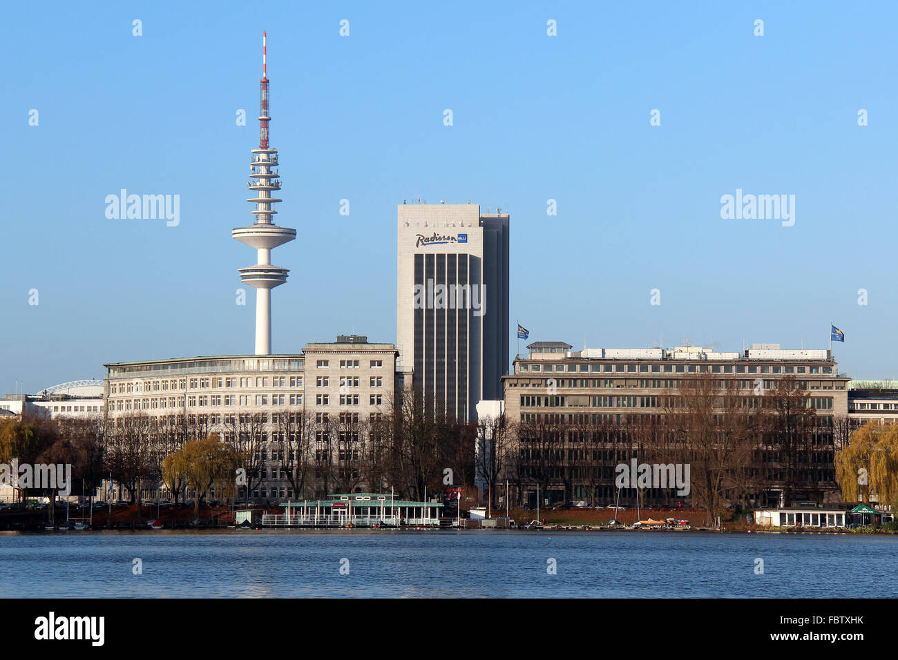 View from the Outer Alster to the tv tower Stock Photo - Alamy