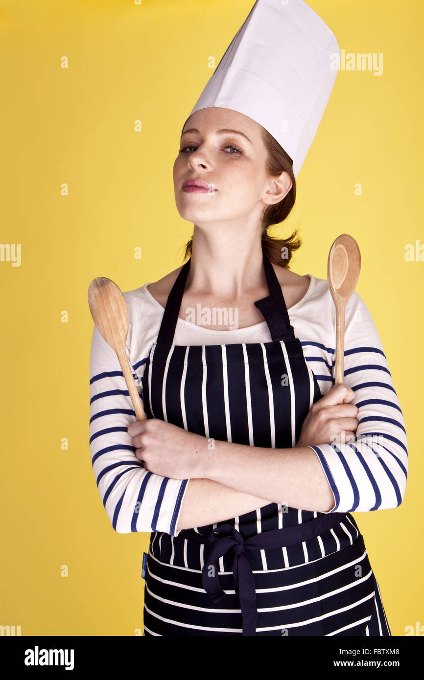 Beautiful female chef Stock Photo - Alamy