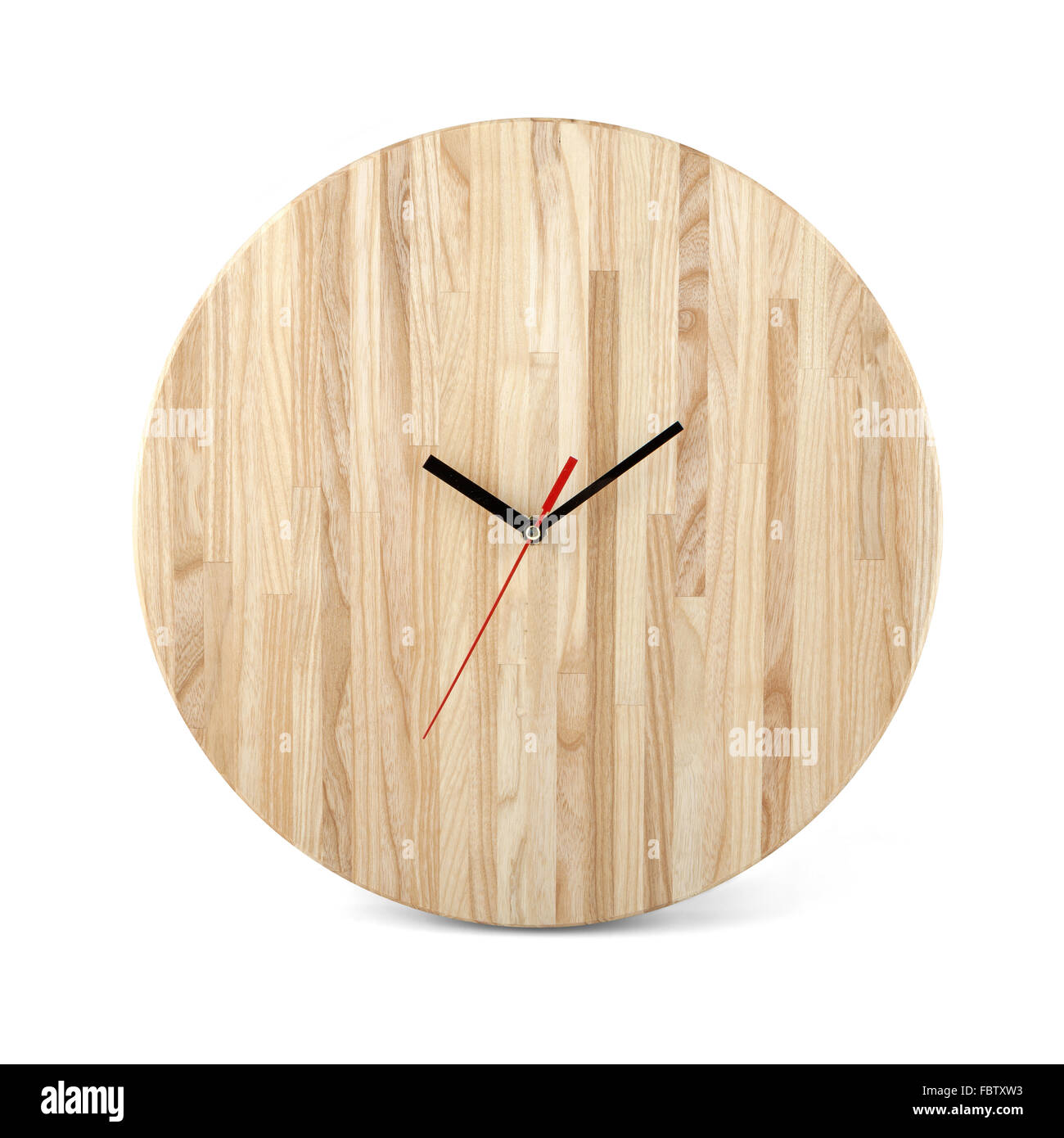 Wooden round wall watch - clock isolated on white background Stock ...