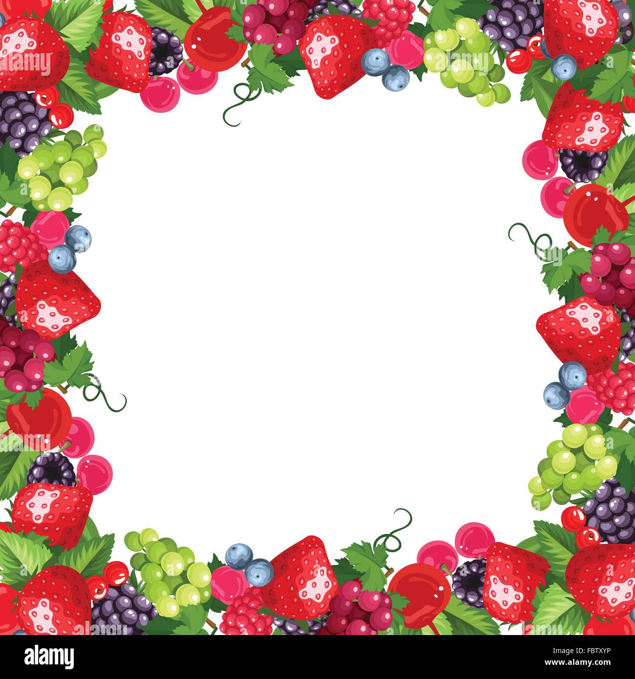 Frame with various berries. Vector illustration Stock Vector Image ...