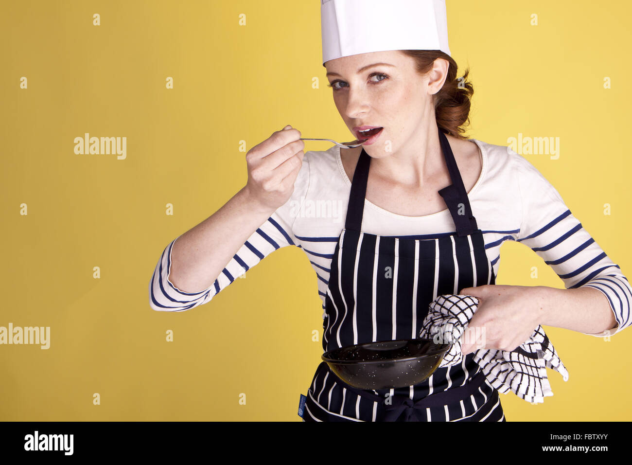 Beautiful female chef Stock Photo - Alamy
