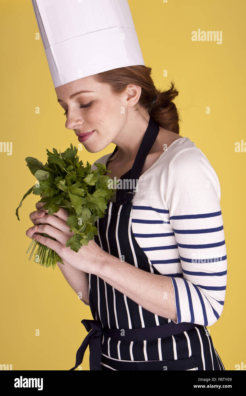 Beautiful female chef Stock Photo - Alamy