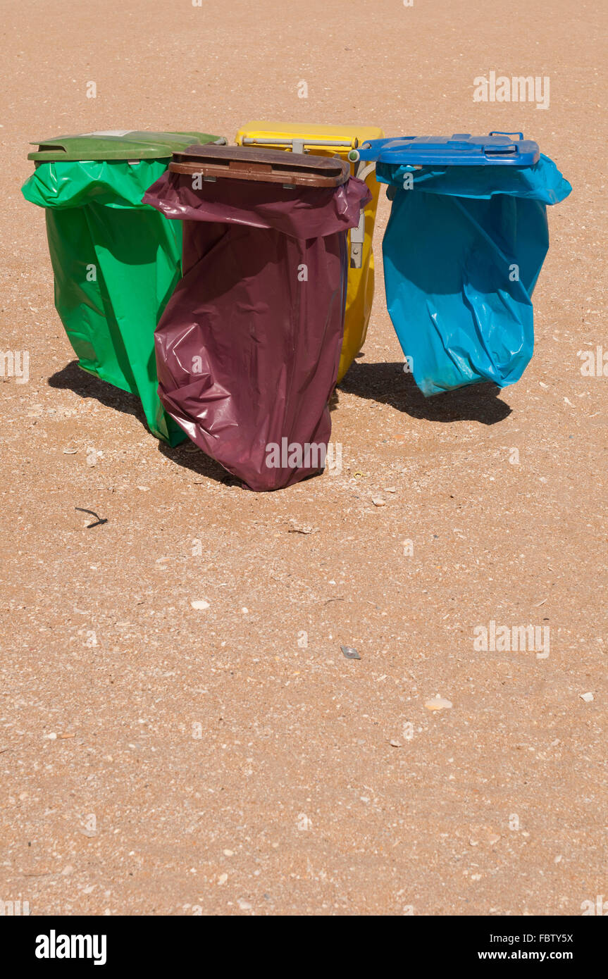 Recycling bins on beach hi-res stock photography and images - Alamy