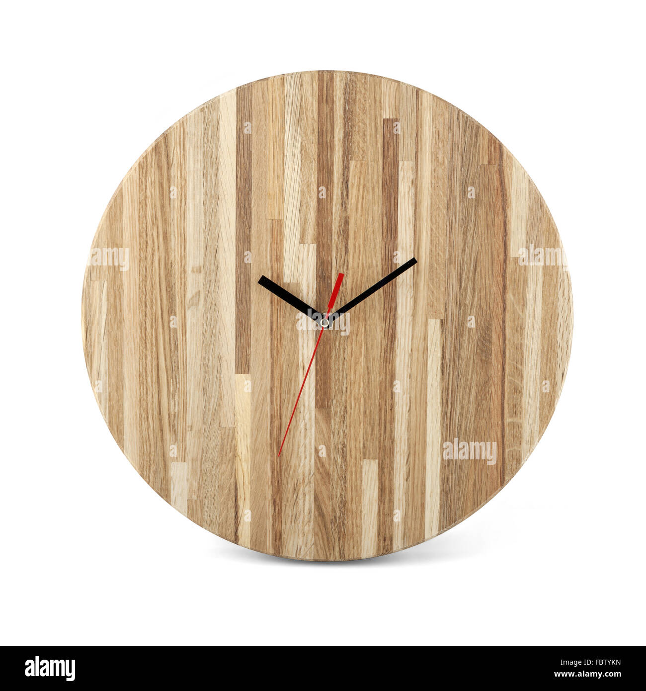 Wooden round wall watch - clock isolated on white background Stock ...