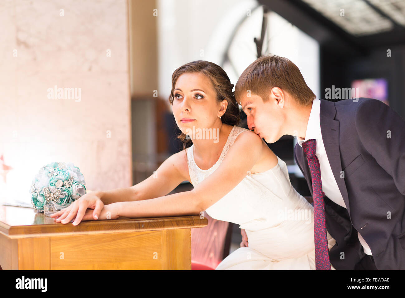 Happy bride and groom on their wedding Stock Photo - Alamy