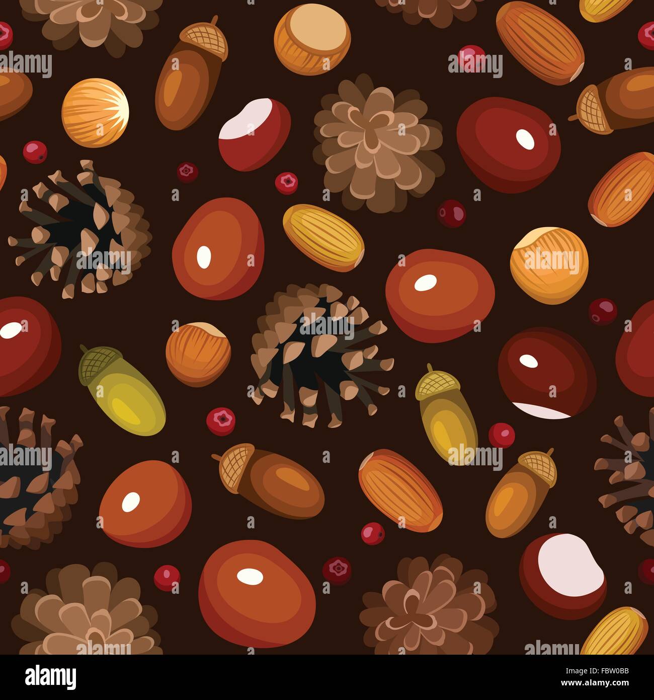 Autumn seamless background with various nuts. Vector illustration Stock ...