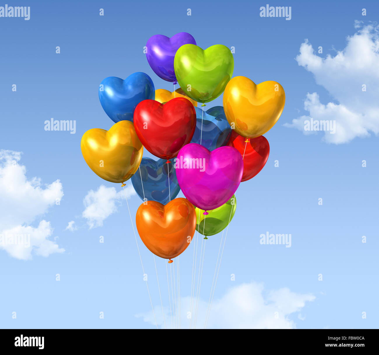 Heart Balloons In The Sky Photography