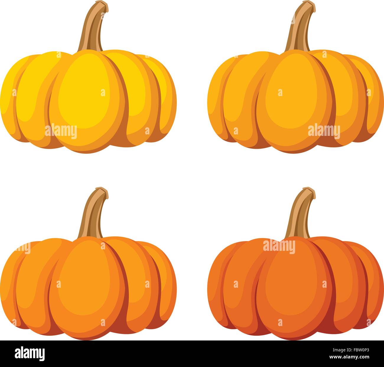 Set of four pumpkins isolated on a white background. Vector ...