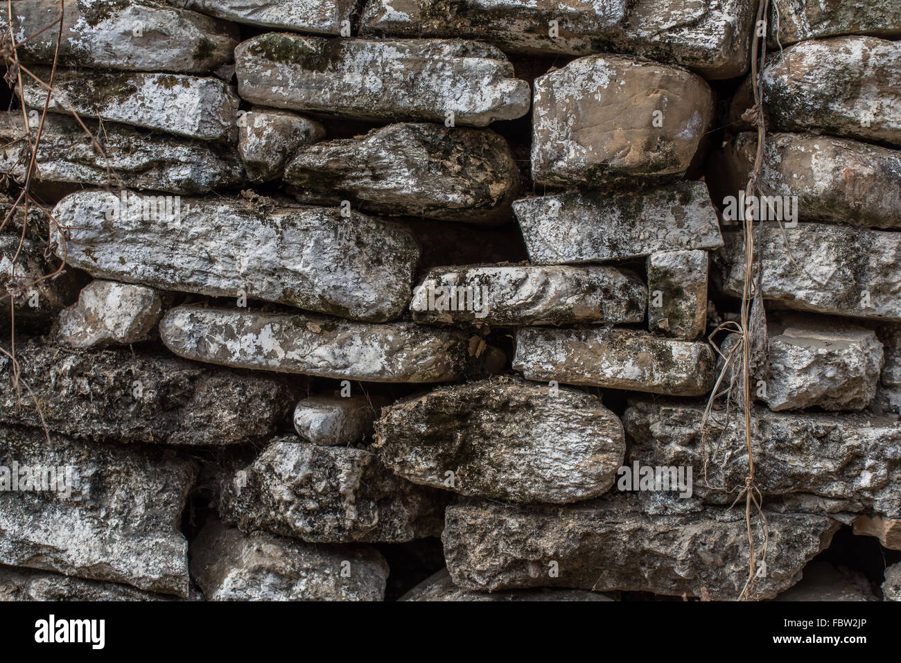 Close-up detail dry stone wall. INDIA Stock Photo - Alamy