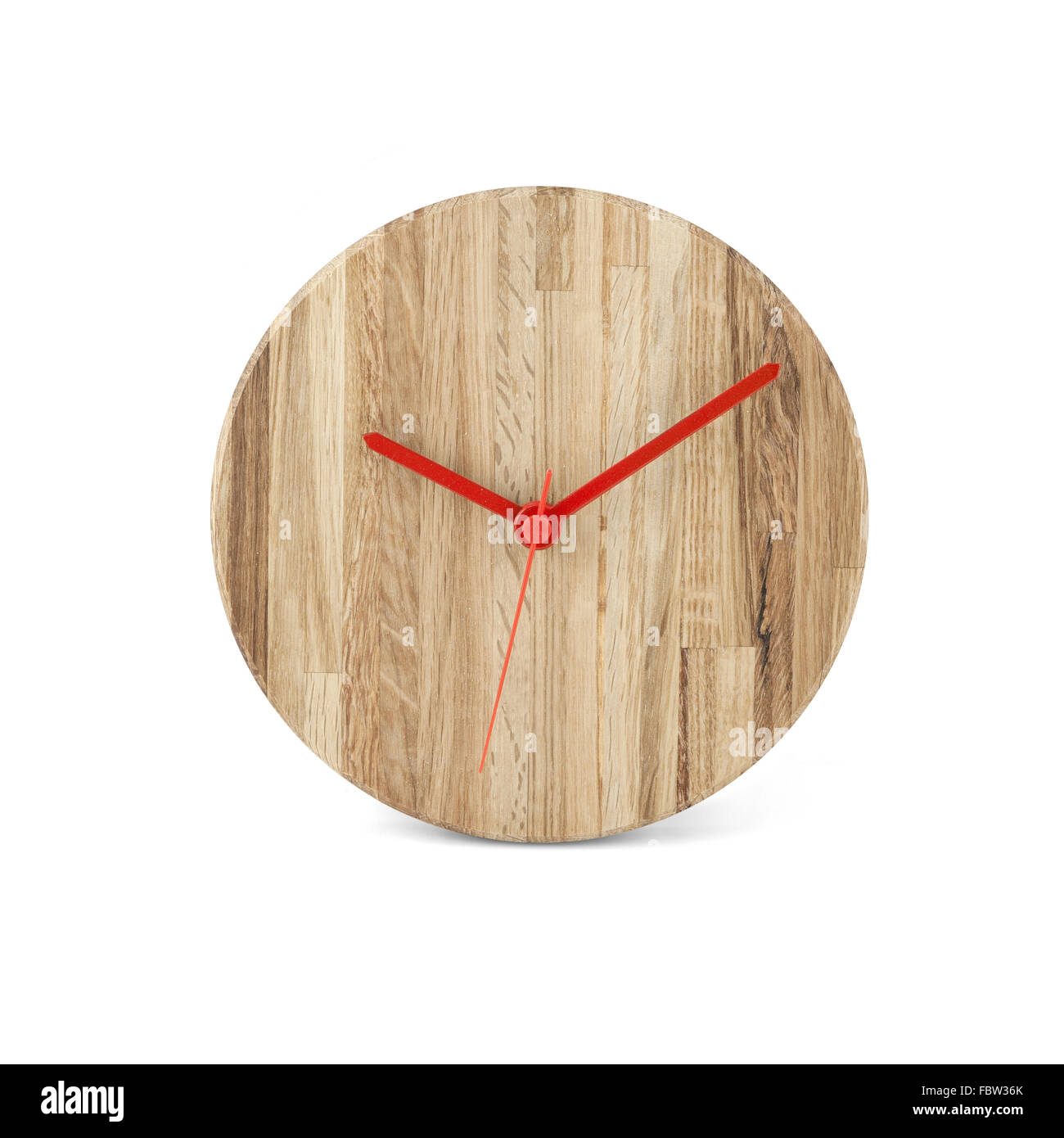 Wooden round wall watch - clock isolated on white background Stock ...