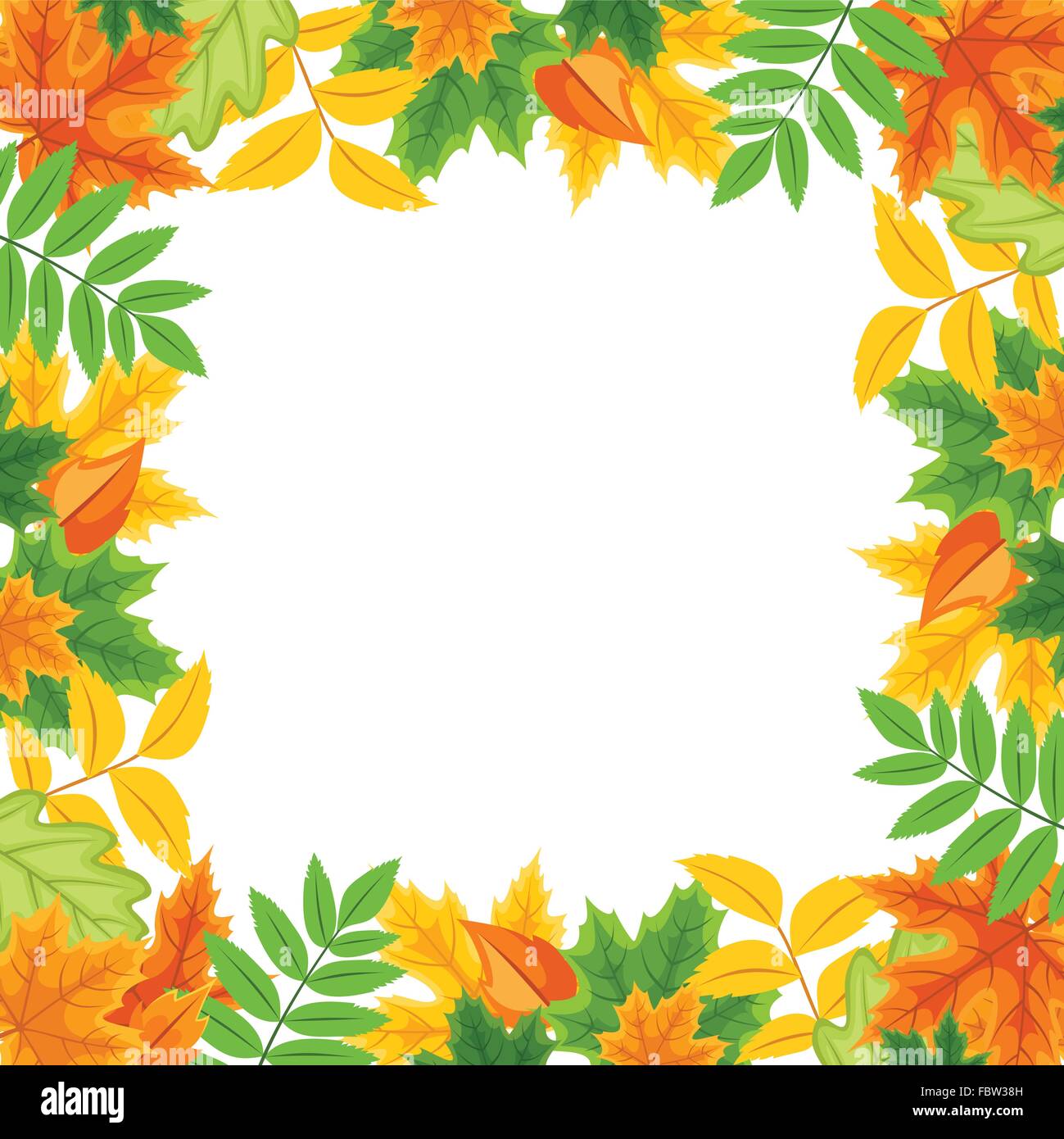 Frame with autumn colorful leaves. Vector illustration Stock Vector ...