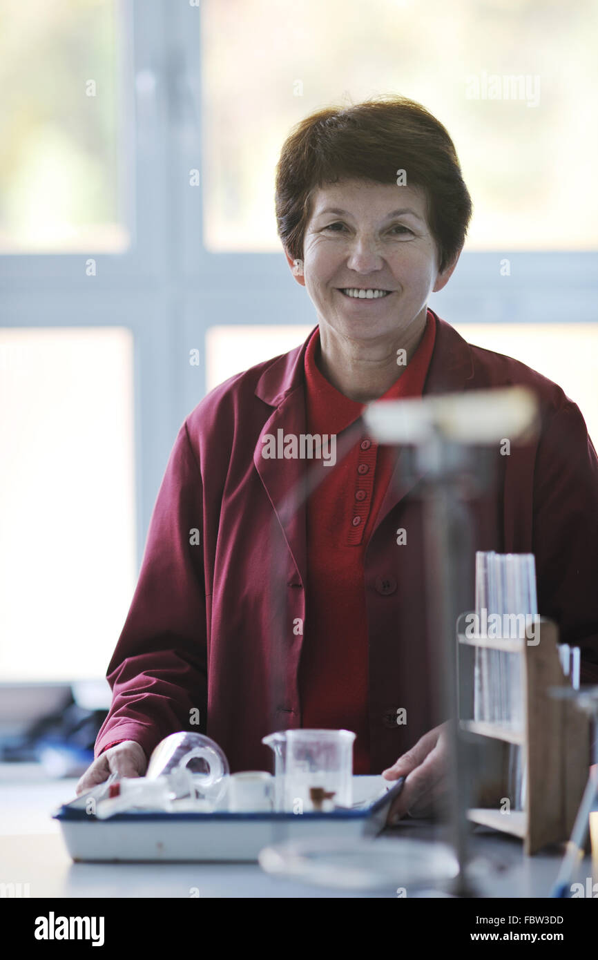 science and chemistry teacher portrait in classroom Stock Photo - Alamy