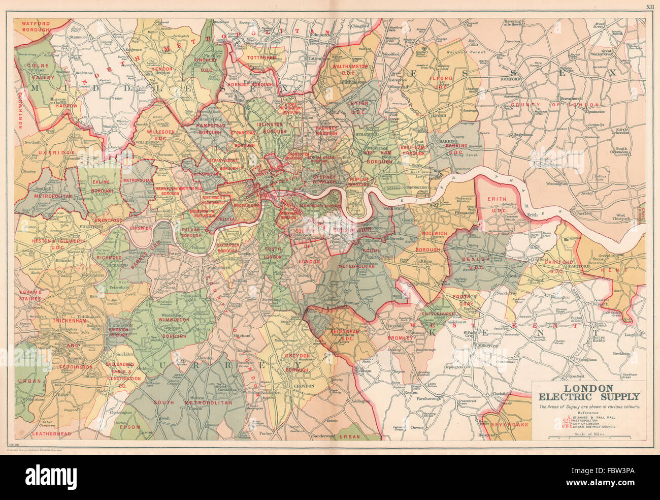 LONDON ELECTRICITY SUPPLY areas. Corporation. Metropolitan. BACON, 1927 ...
