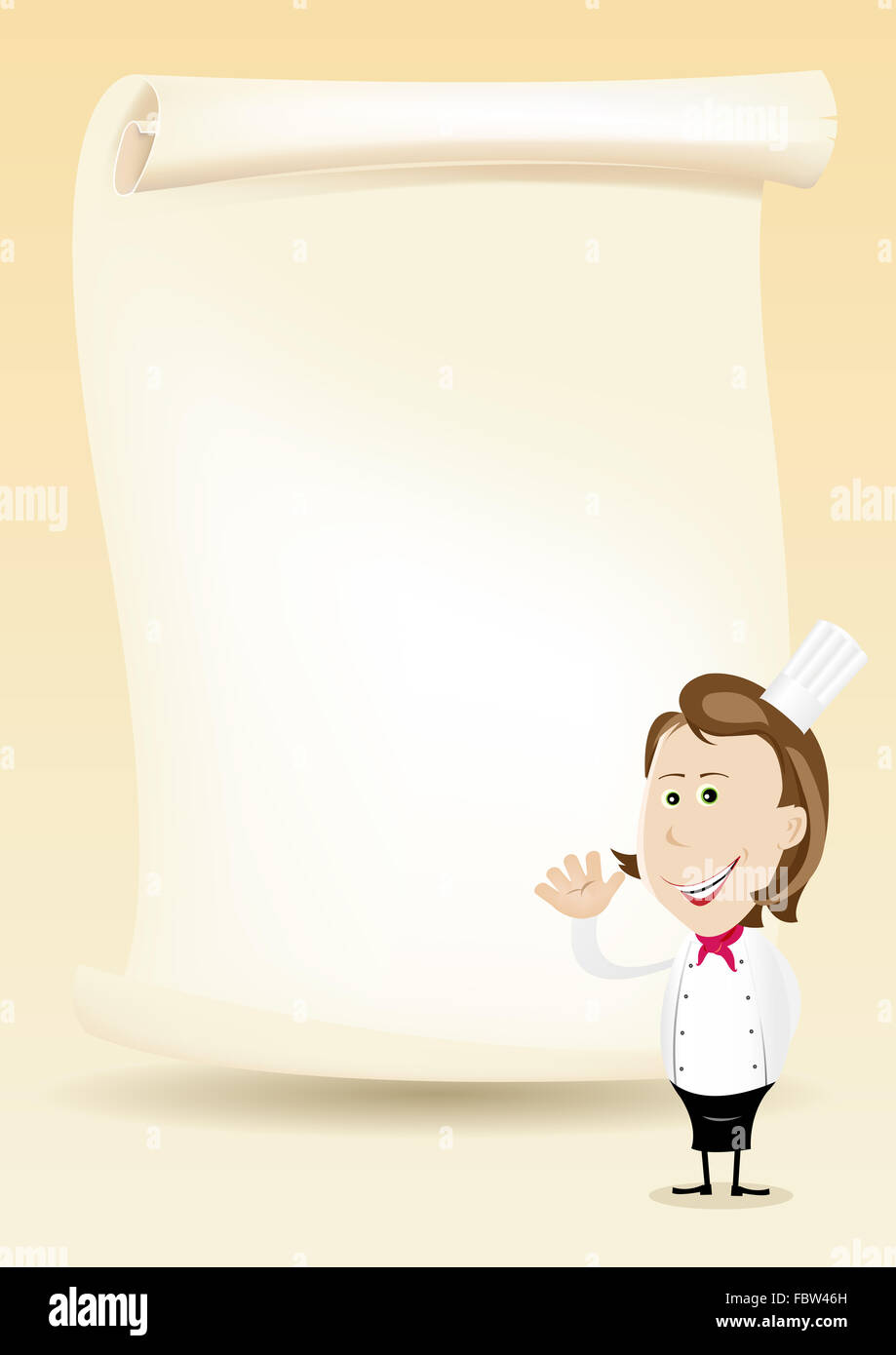 Woman Chef Restaurant Poster Menu background Stock Photo - Alamy