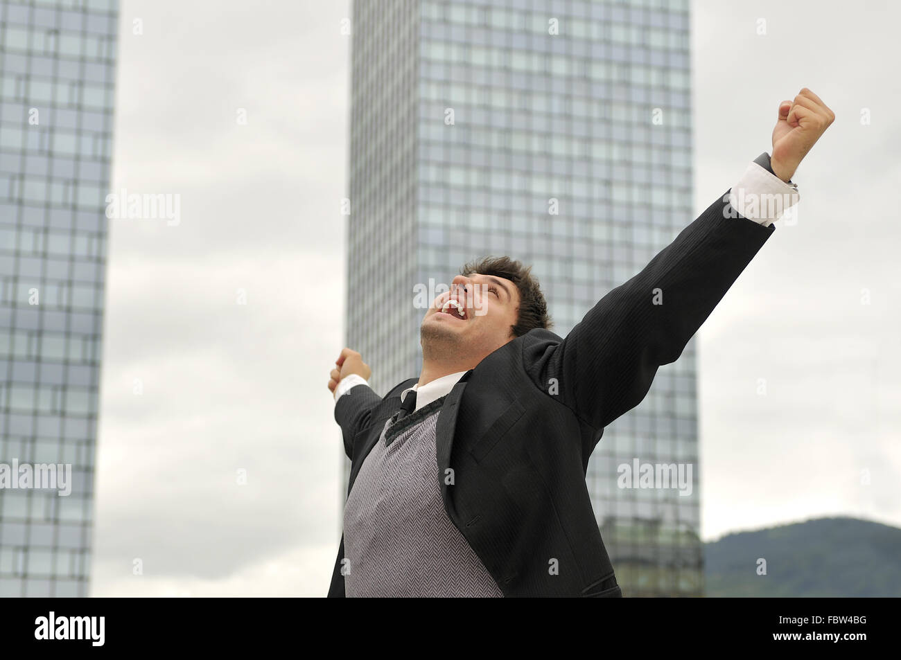Photo of happy winner businessman screaming from joy Stock Photo - Alamy