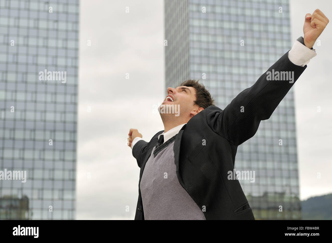 Photo of happy winner businessman screaming from joy Stock Photo - Alamy