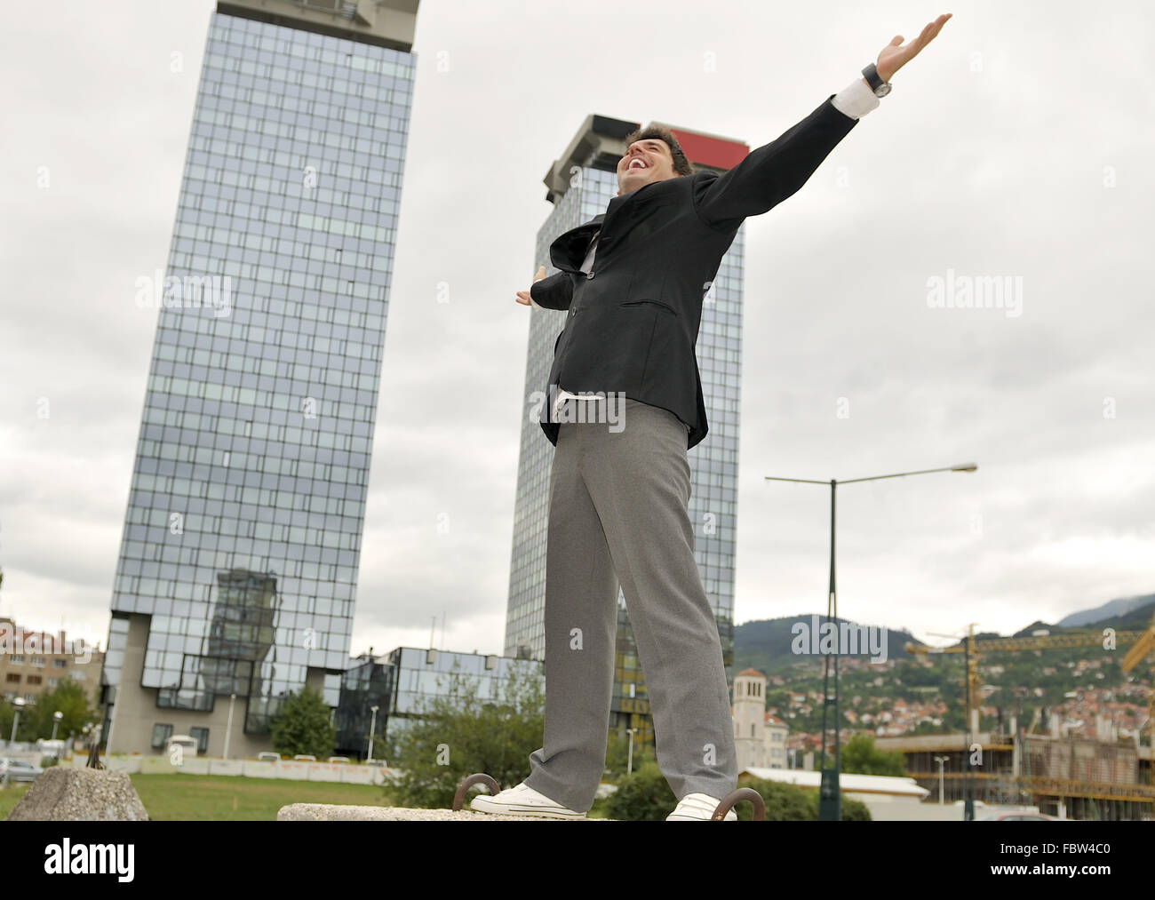 Photo of happy winner businessman screaming from joy Stock Photo - Alamy