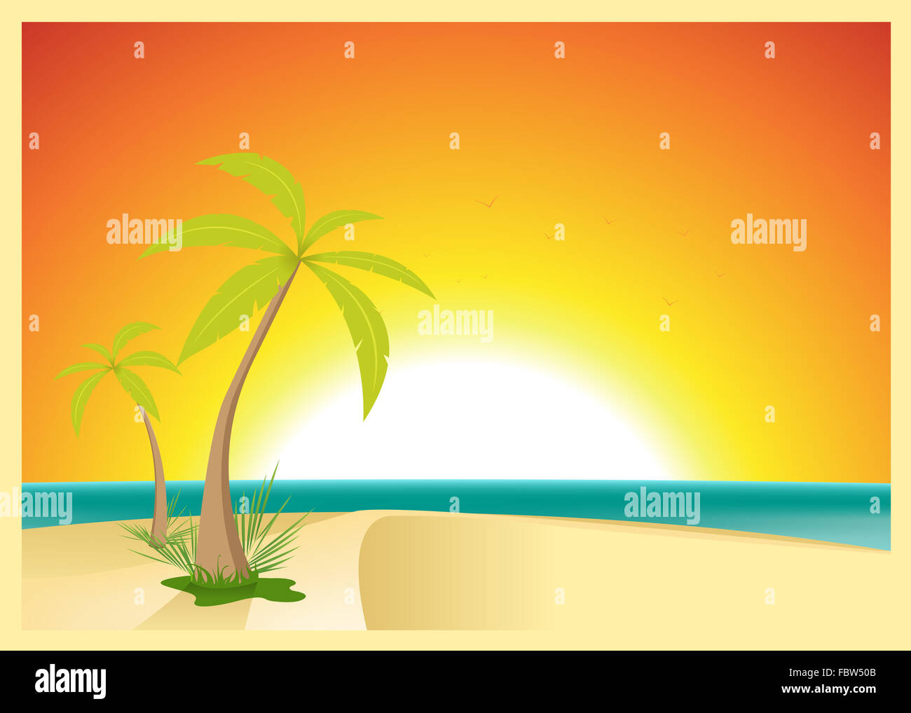 Vector beach postcard hi-res stock photography and images - Alamy