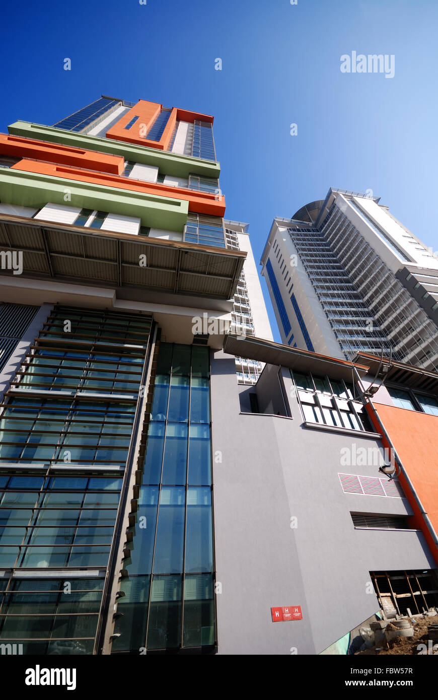modern building at sunny day and clear blue sky Stock Photo - Alamy