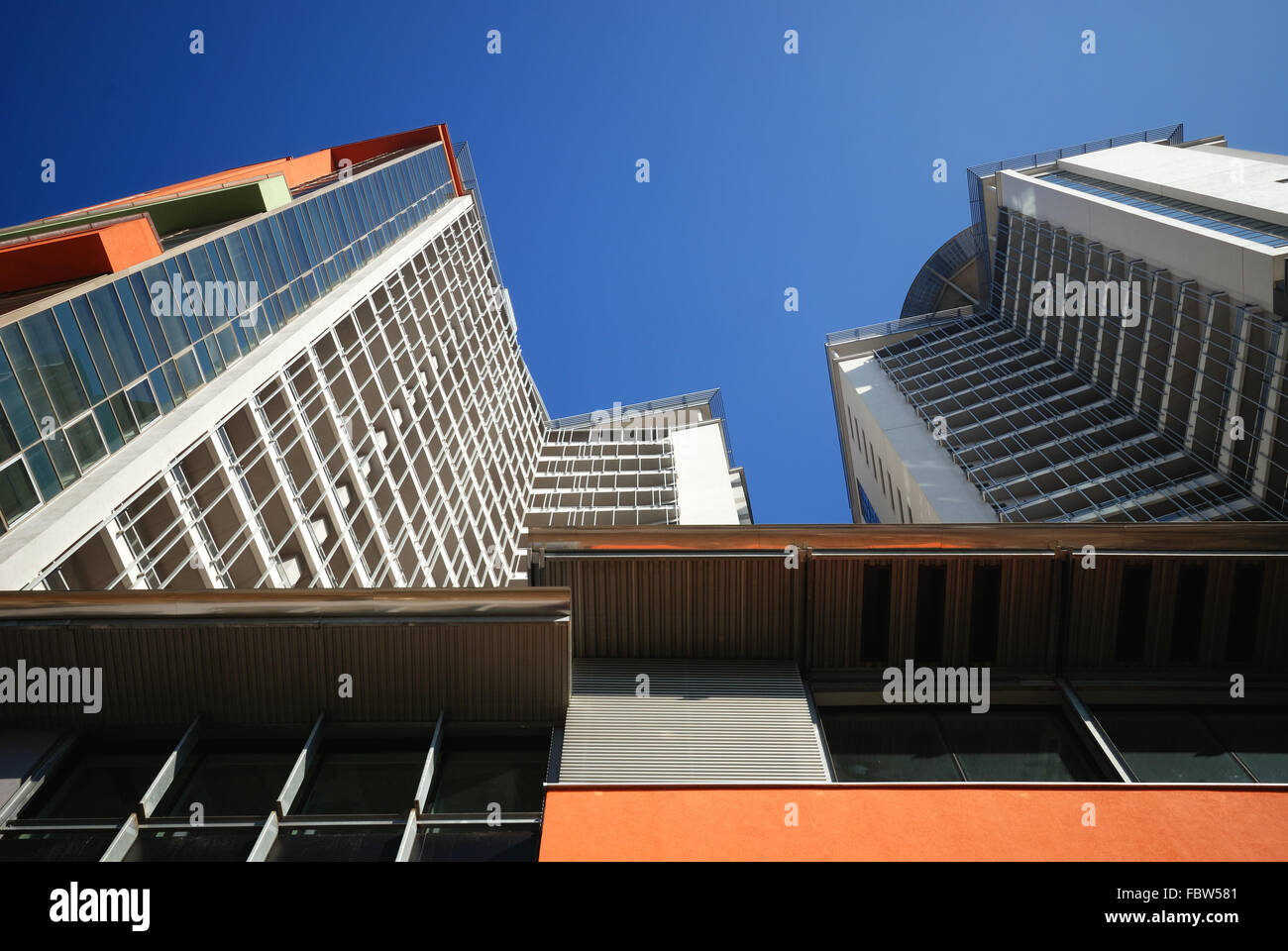 modern building at sunny day and clear blue sky Stock Photo - Alamy