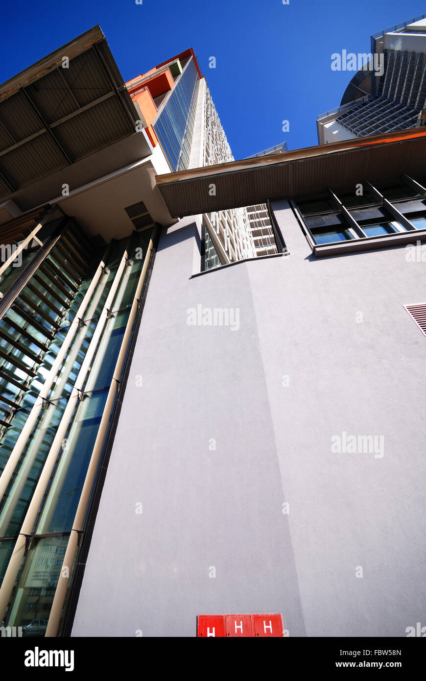 modern building at sunny day and clear blue sky Stock Photo - Alamy