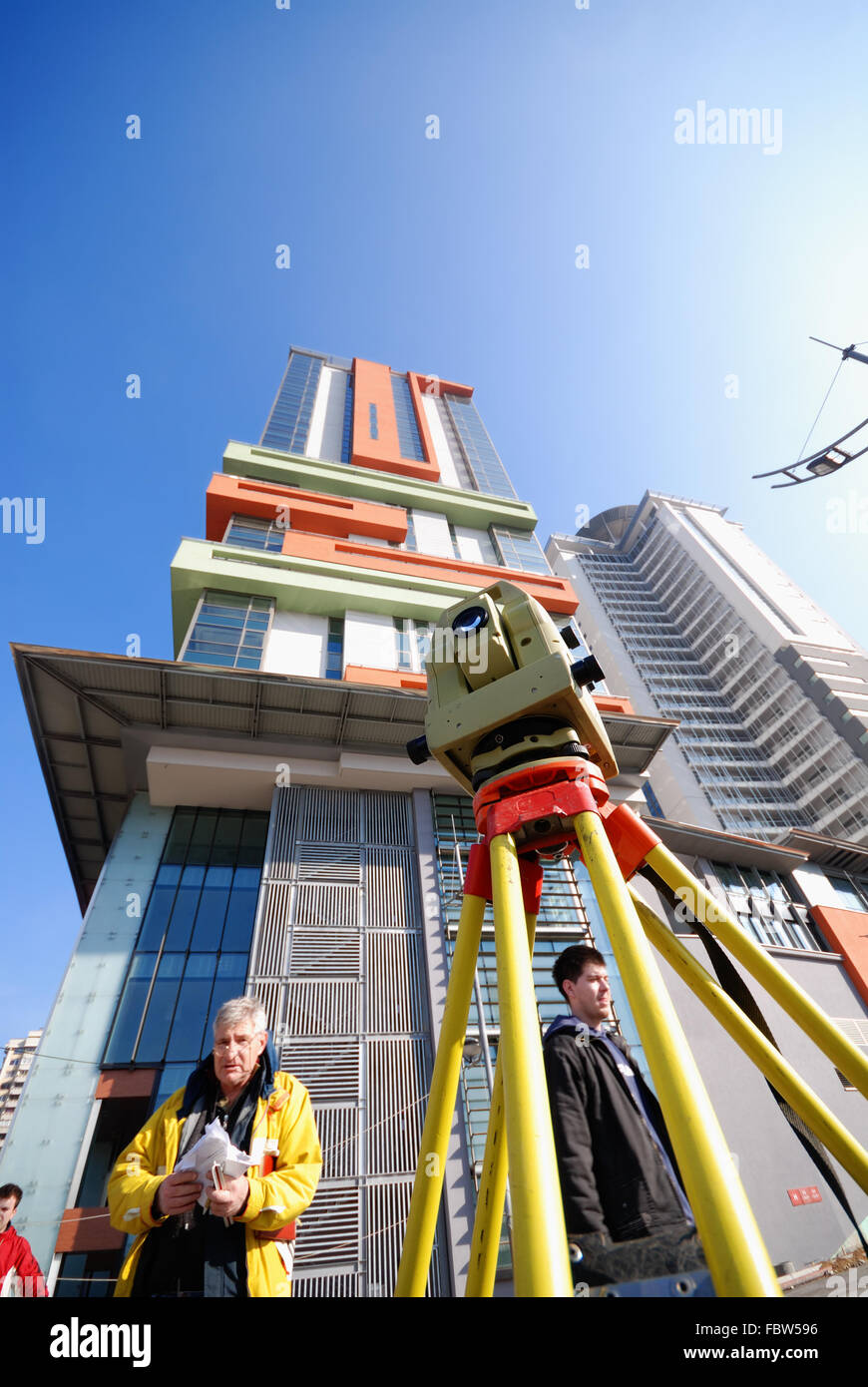 modern building at sunny day and clear blue sky Stock Photo - Alamy