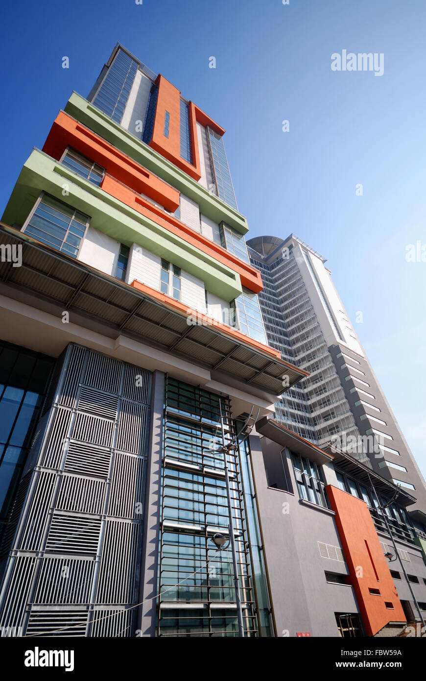 modern building at sunny day and clear blue sky Stock Photo - Alamy