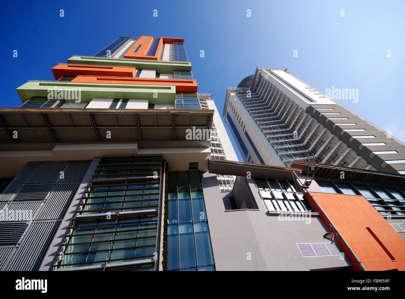 modern building at sunny day and clear blue sky Stock Photo - Alamy