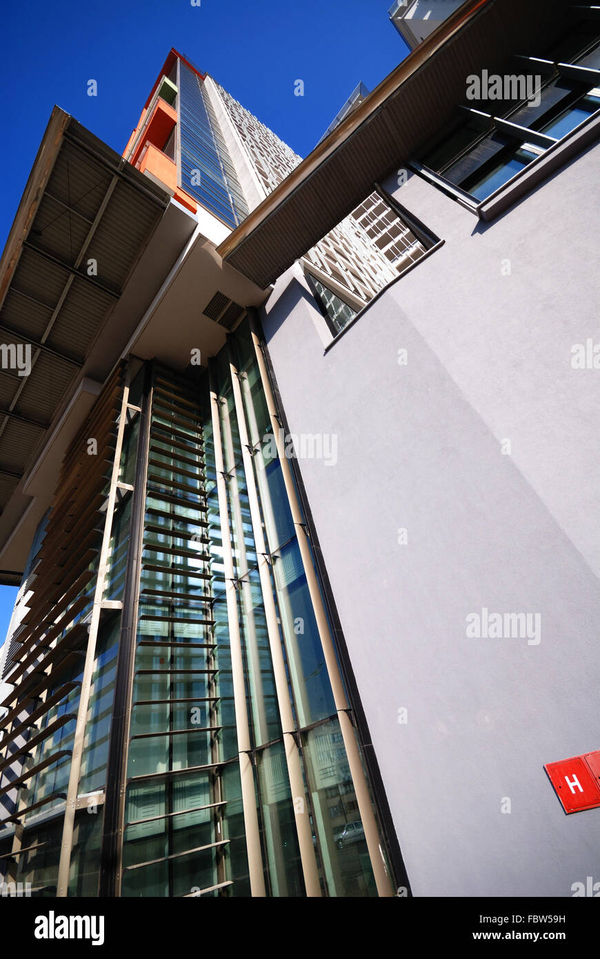 modern building at sunny day and clear blue sky Stock Photo - Alamy