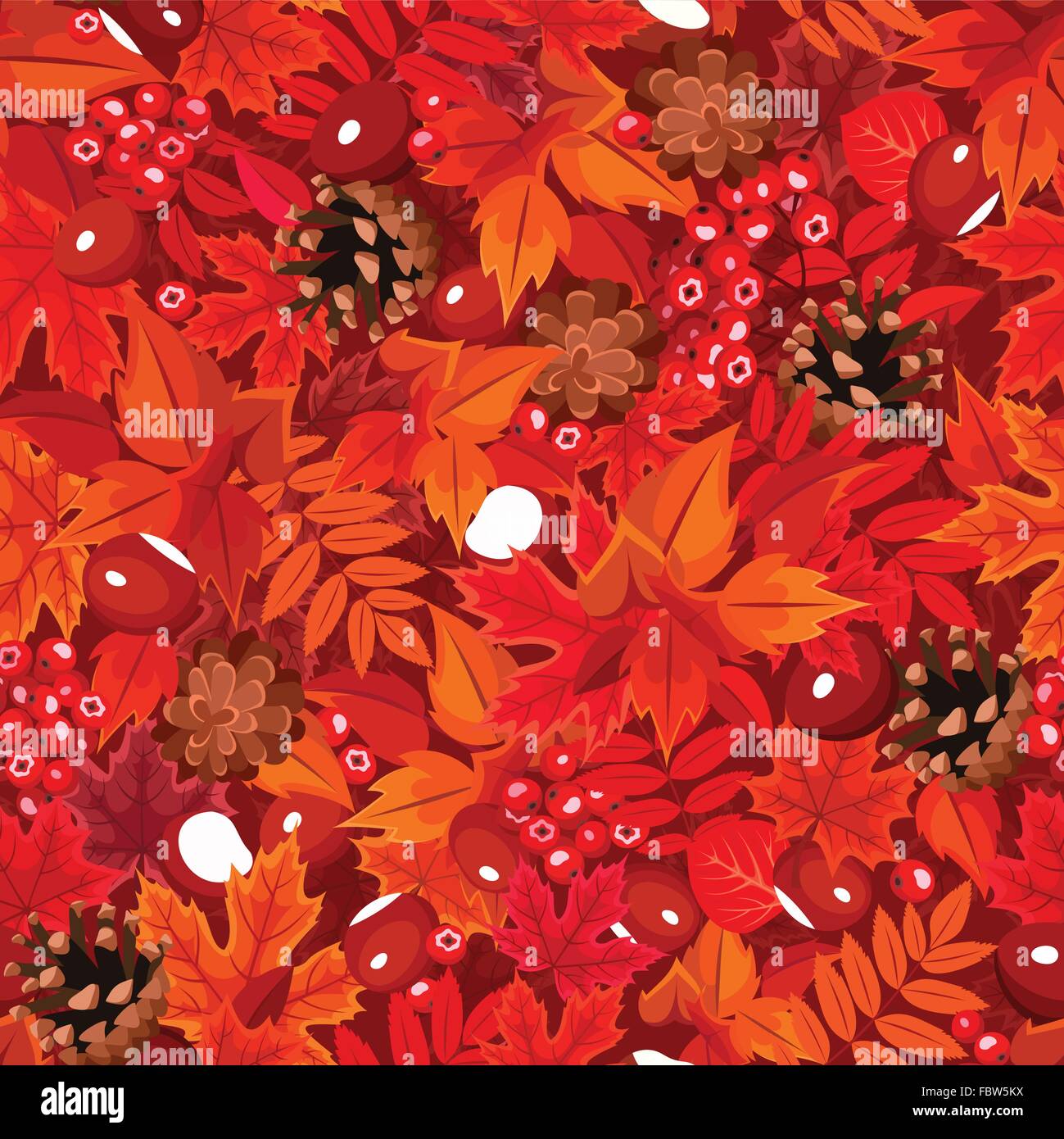 Seamless pattern with red autumn leaves. Vector illustration Stock ...