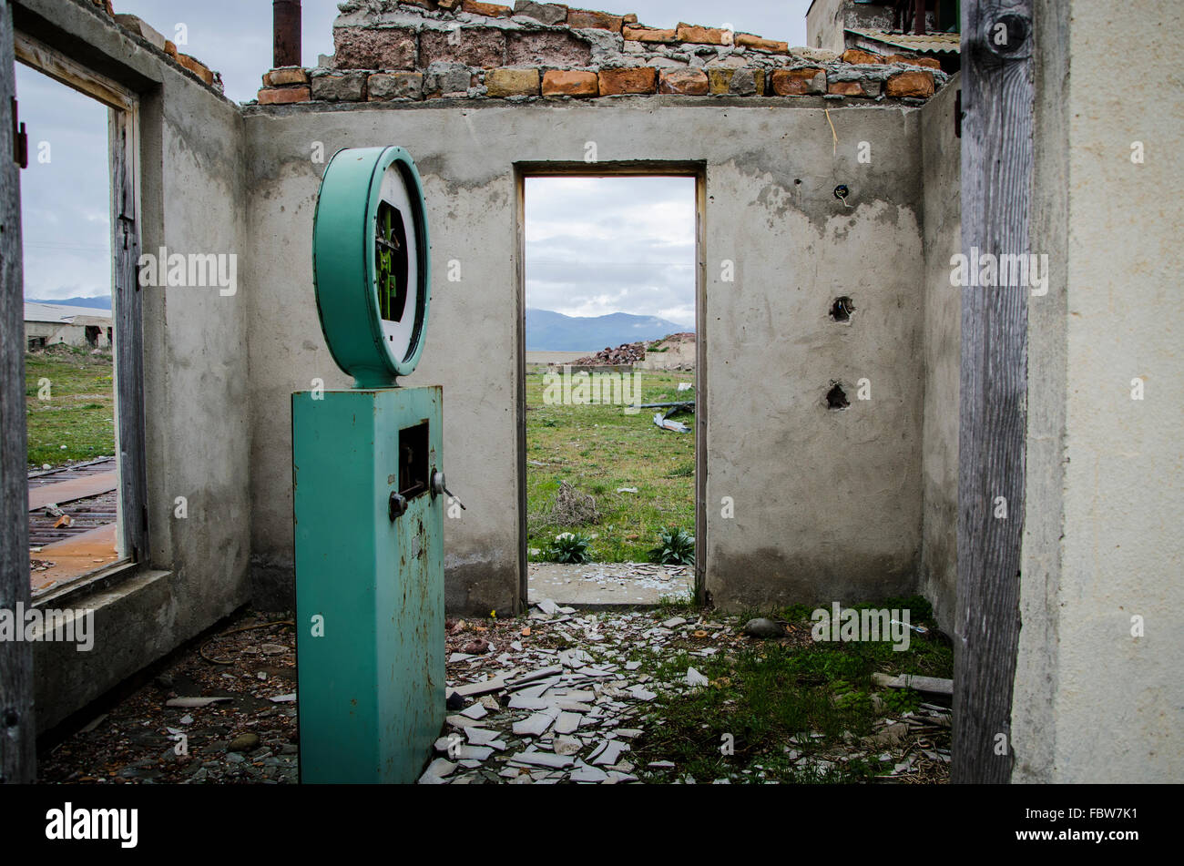 2008 Russo-Georgian War damage. Derelict Factory. Weighbridge scales ...