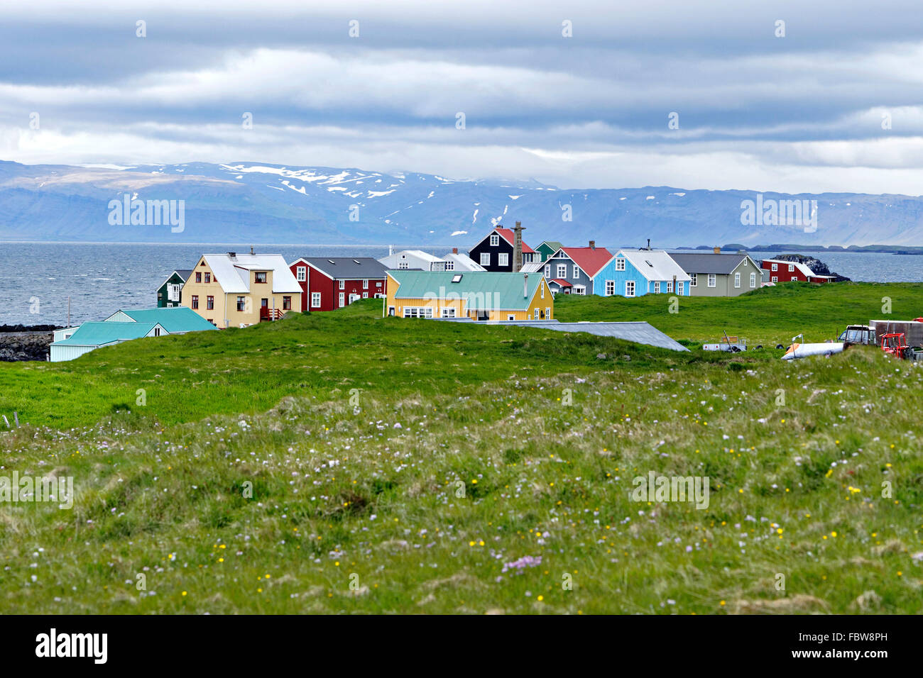 Architecture and buildings on Flatey, Flatey Island, Iceland, Europe ...