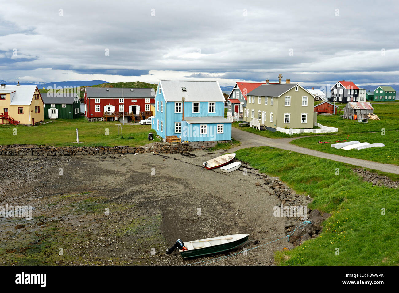Architecture and buildings on Flatey, Flatey Island, Iceland, Europe ...